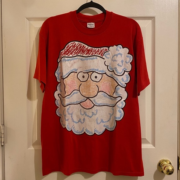 Hanes | Shirts | Vintage 8s 90s Santa Clause Cartoon Comic Tee Red ...